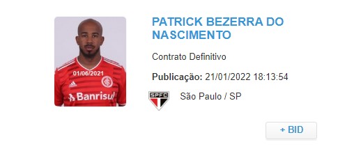 Patrick aparece no BID e fica livre para estrear pelo São Paulo ...