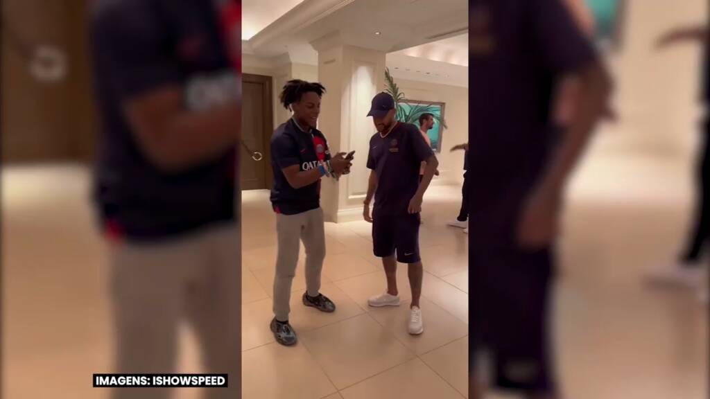 Parado no Bailão! Speed conhece Neymar após jogo do PSG e dança junto ...