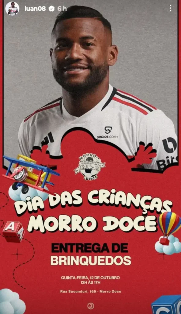 Luan, do São Paulo, anuncia entrega de brinquedos no Dia das Crianças ...